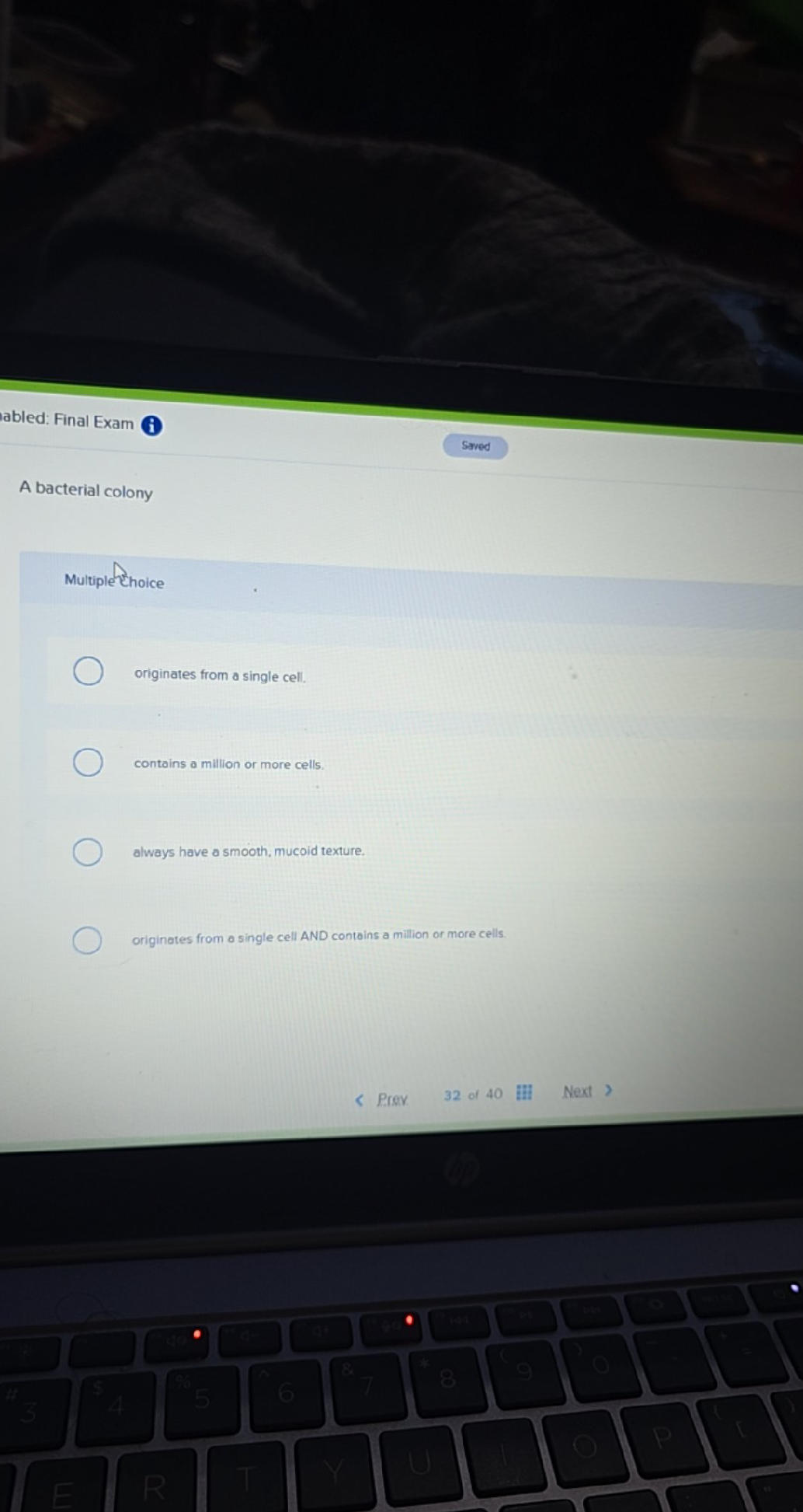 A bacterial colony Multiple Choice