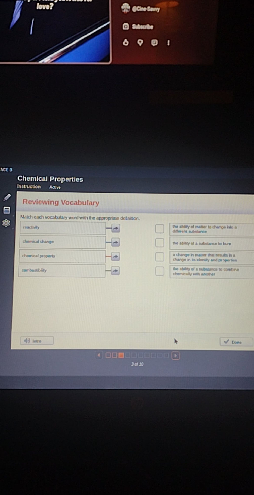 Reviewing Vocabulary Match each vocabulary