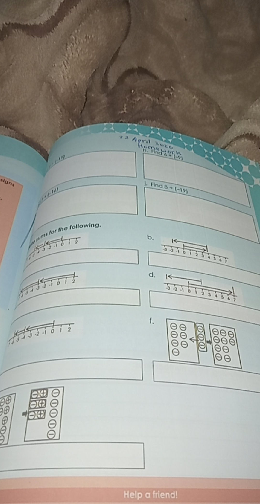 Do the sums for the following. b. [Image of