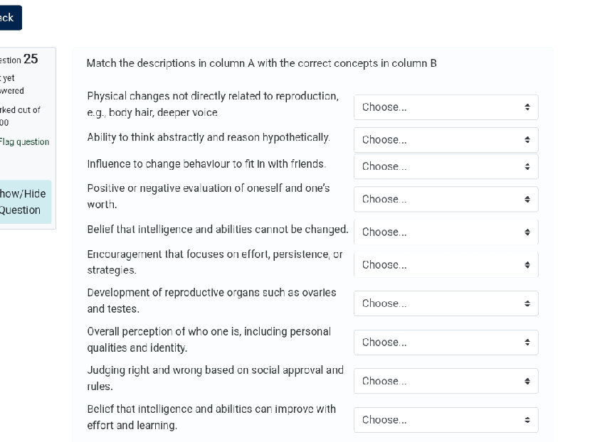 Match the descriptions in column A with the | StudyX