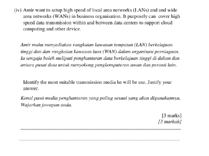 (iv) Amir want to setup high speed of local | StudyX