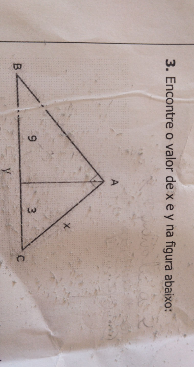3. Encontre o valor de x e y na figura | StudyX