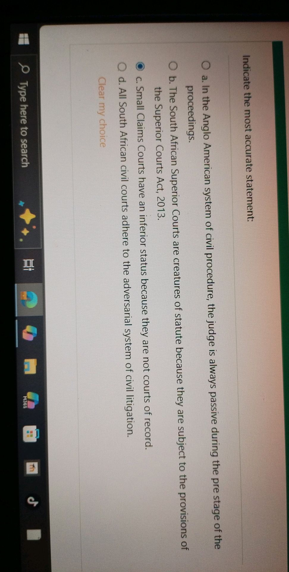 Indicate the most accurate statement: a. In | StudyX