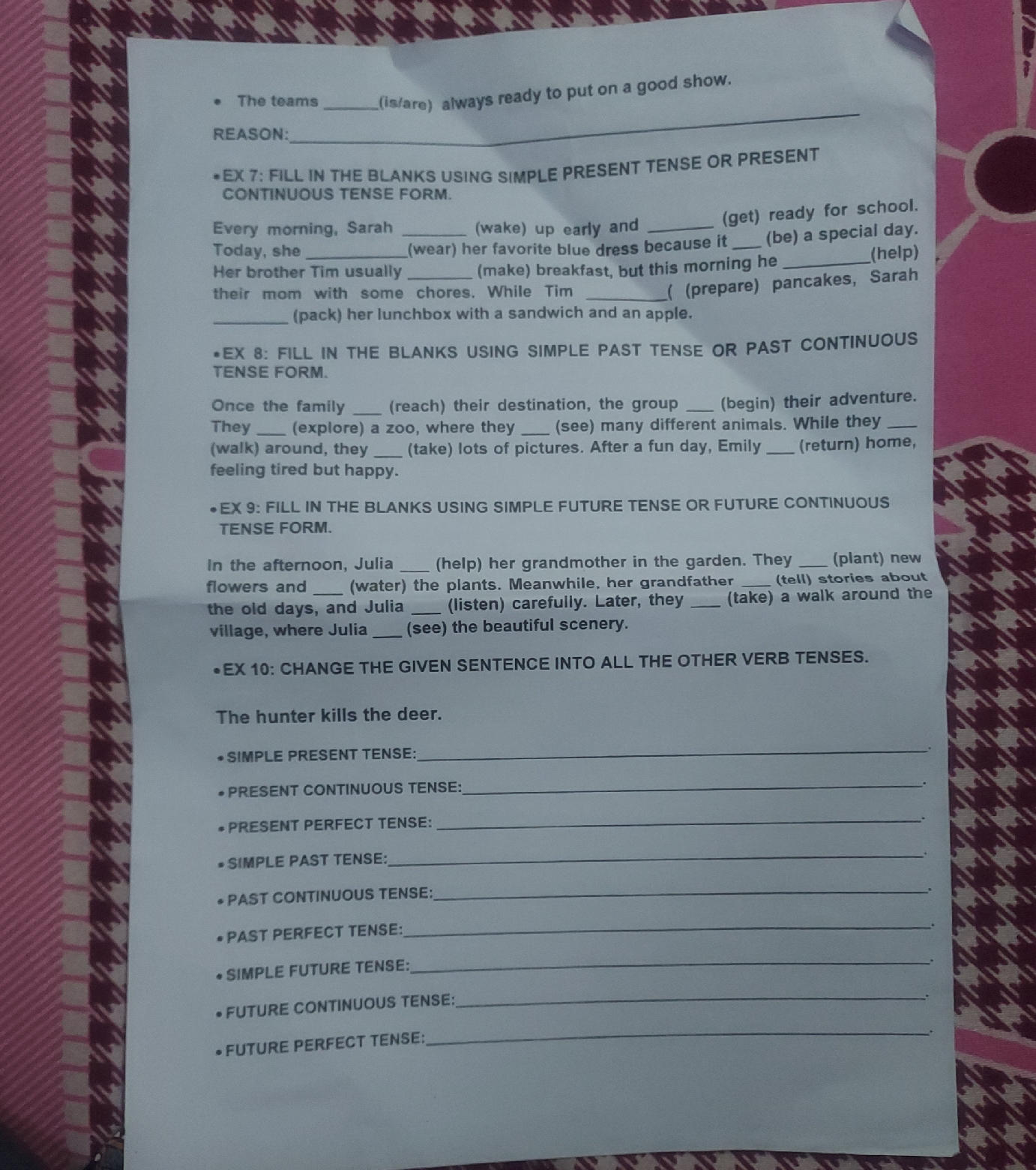 EX 7: FILL IN THE BLANKS USING SIMPLE | StudyX