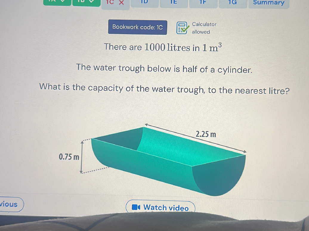 Bookwork code: 1C There are 1000 litres in | StudyX