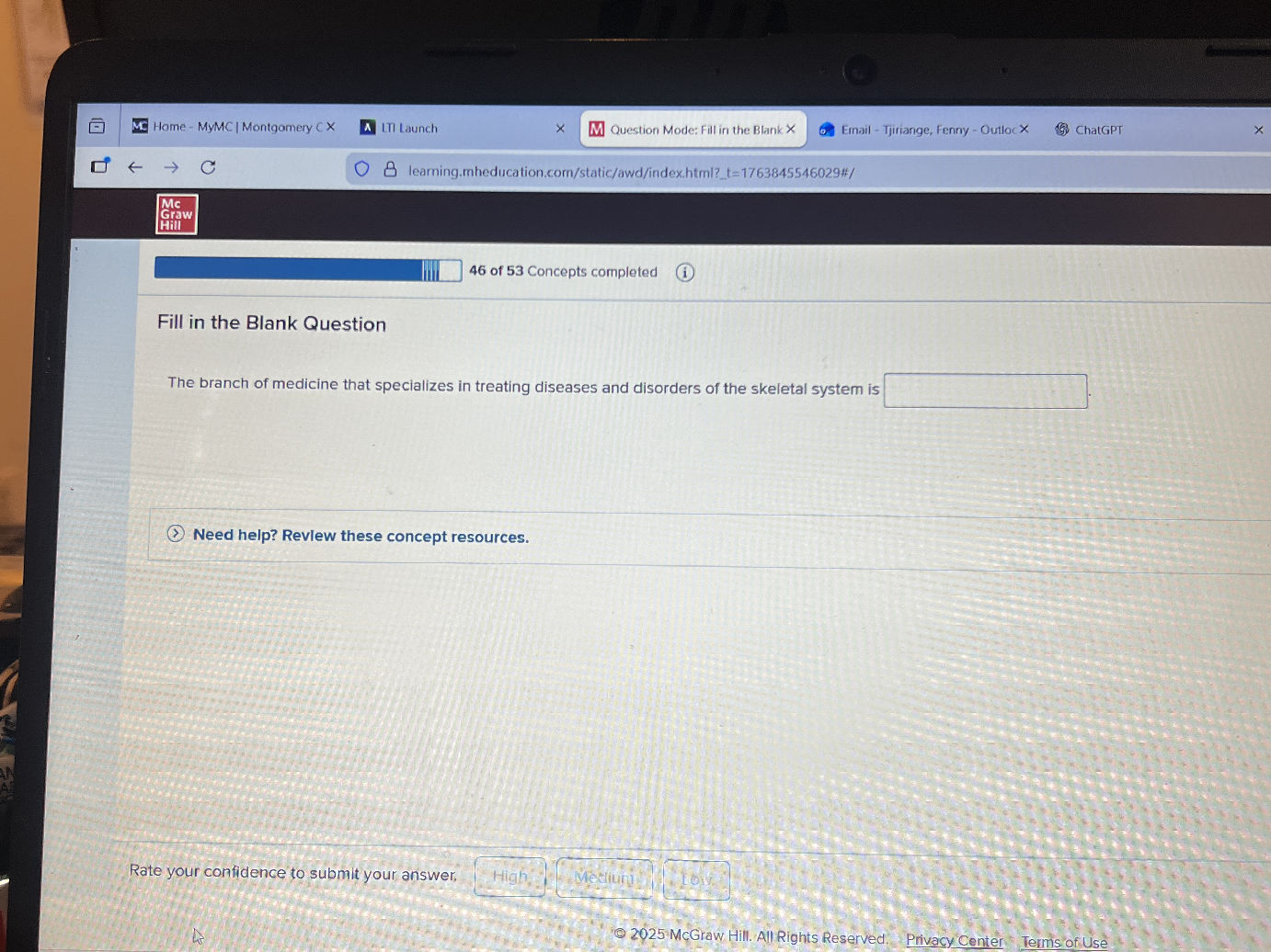 Fill in the Blank Question The branch of | StudyX