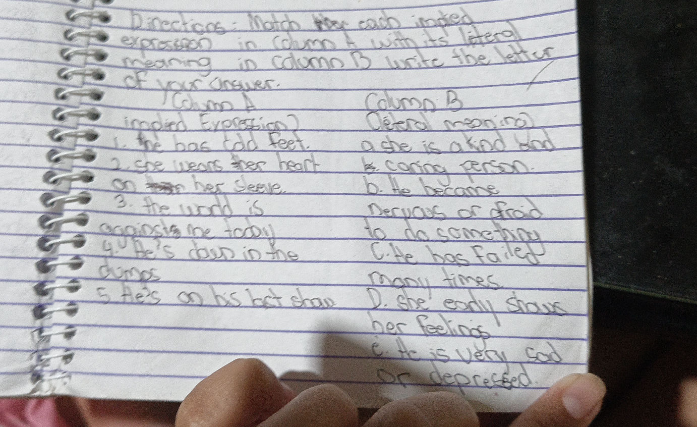 Directions: Match each implied expression in | StudyX