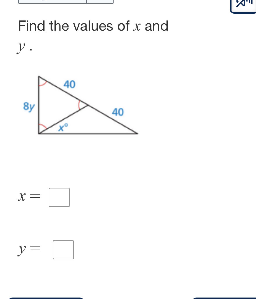Find the values of $x$ and $y$. *Diagram | StudyX