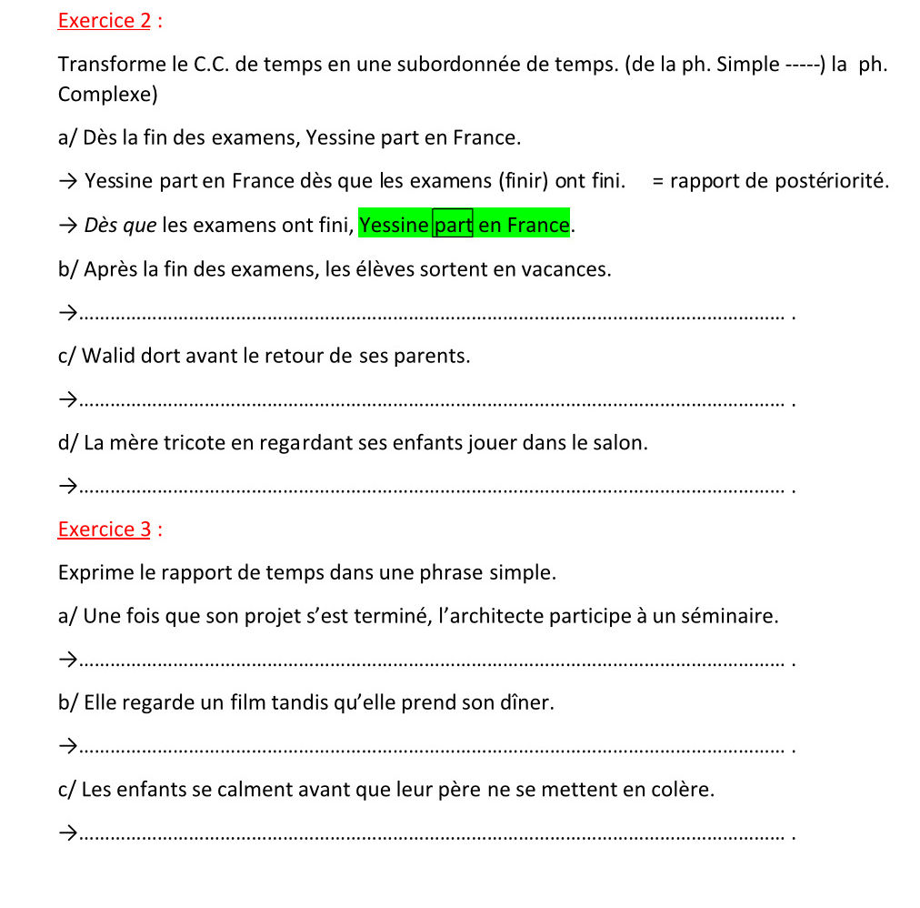 Exercice 2 : Transforme le C.C. de temps en | StudyX