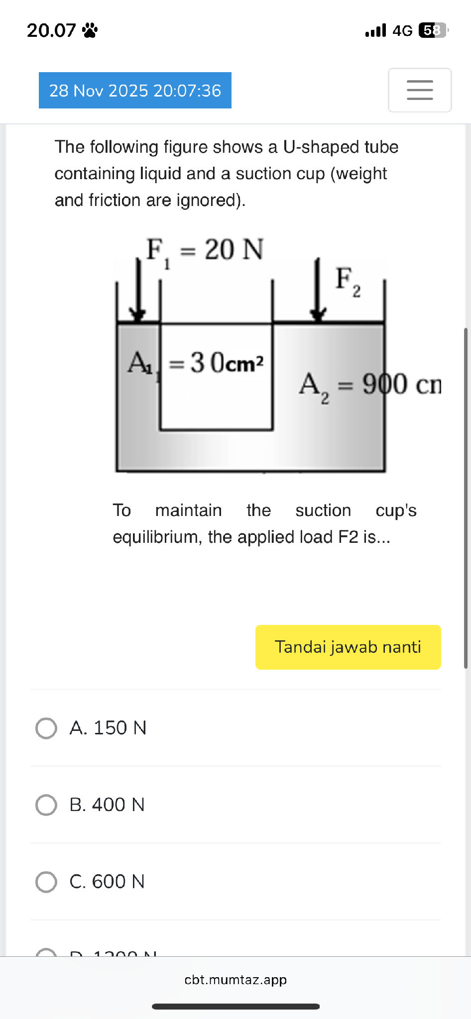 The following figure shows a U-shaped tube | StudyX