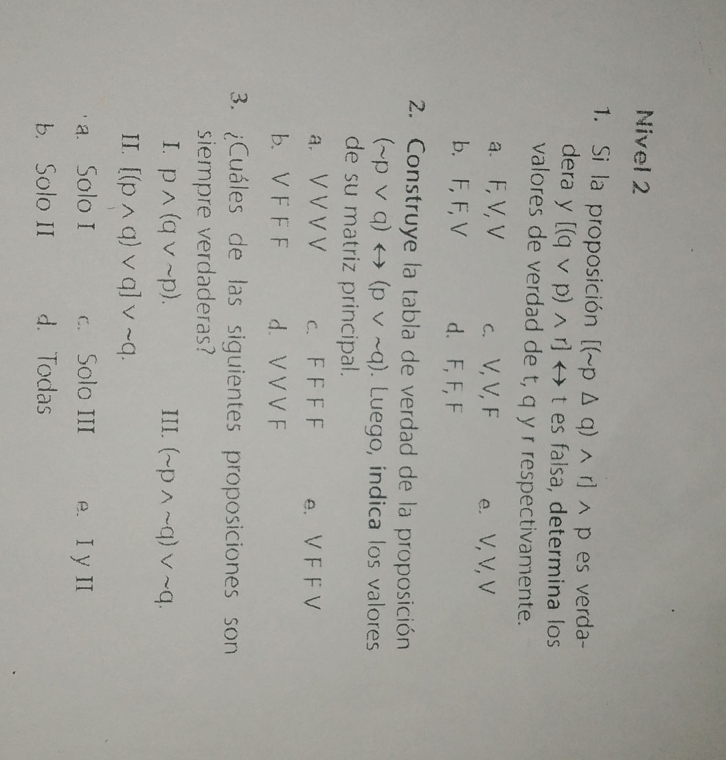Construye la tabla de verdad de la | StudyX