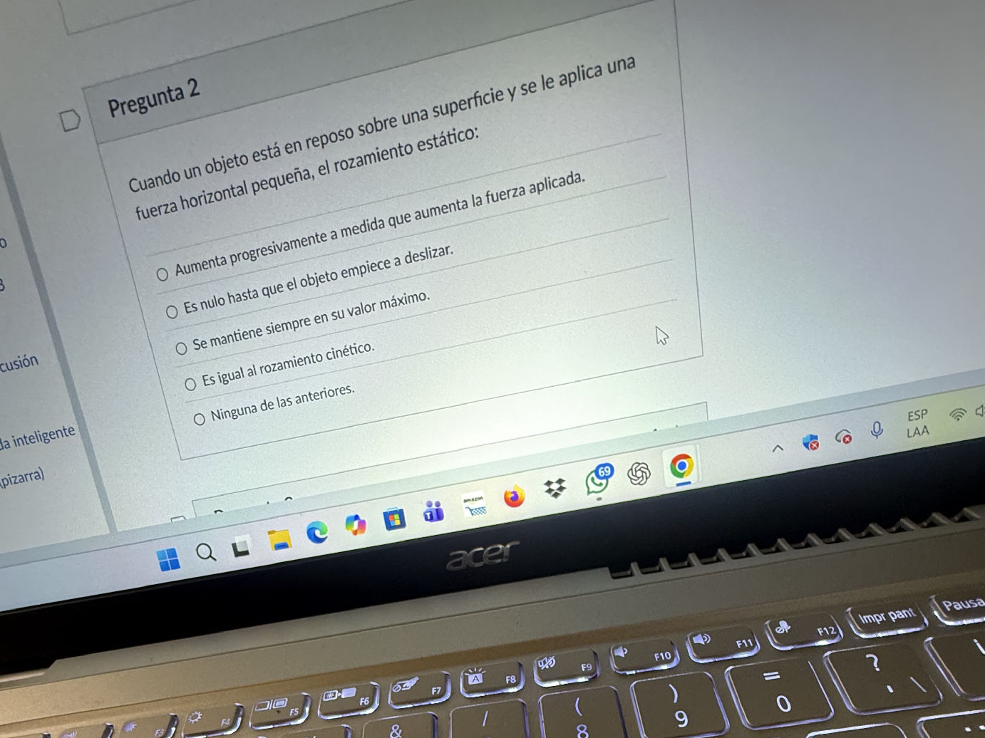 Pregunta 2 Cuando un objeto está en reposo | StudyX