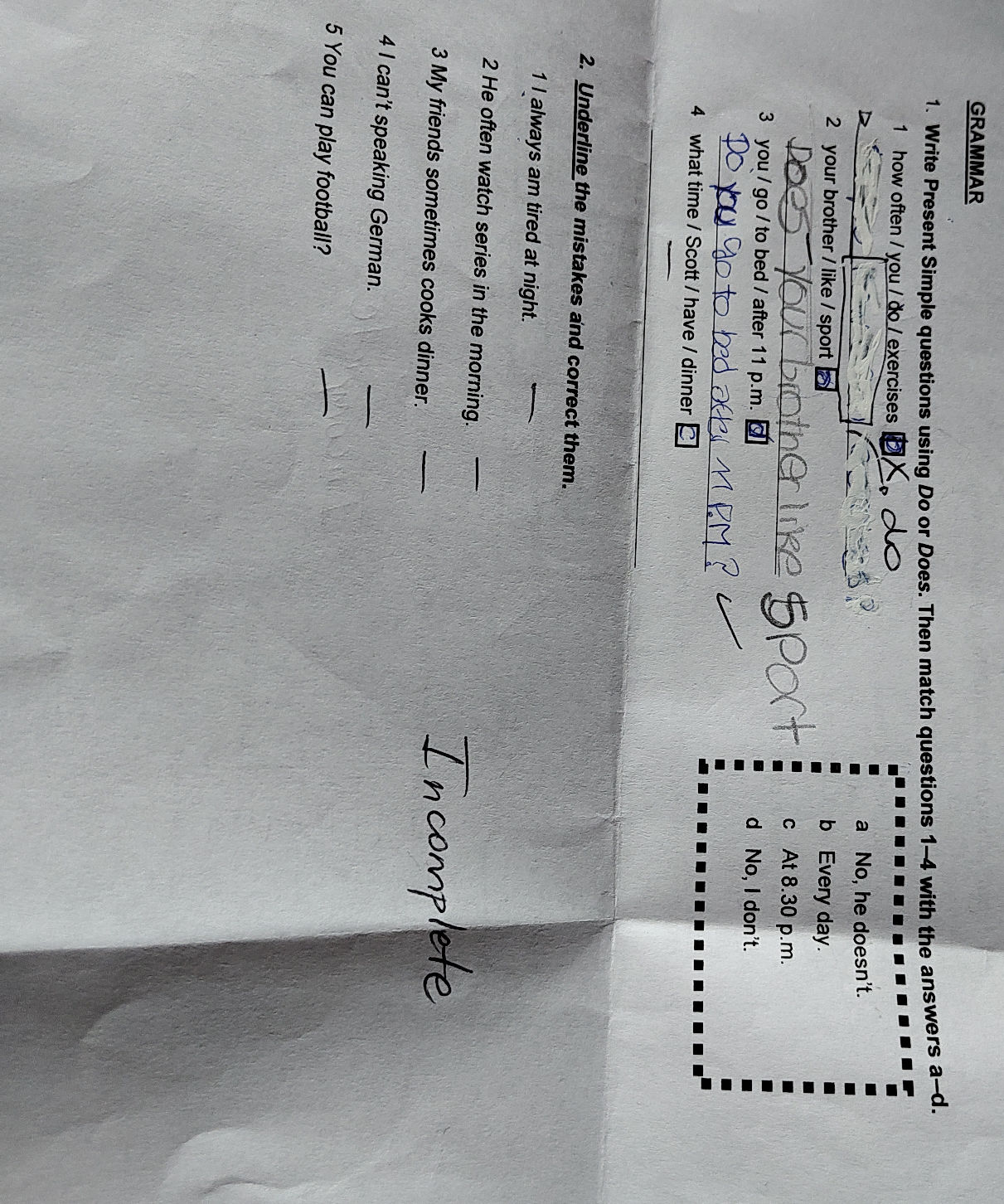 1. Write Present Simple questions using Do | StudyX