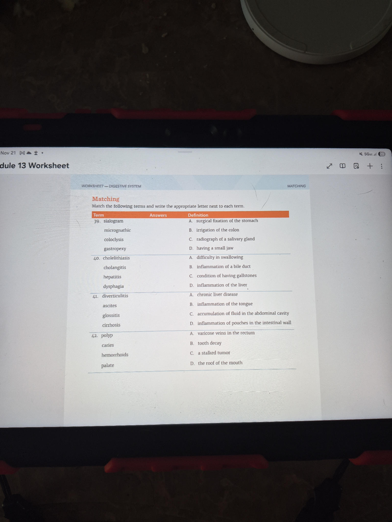 Matching Match the following terms and | StudyX