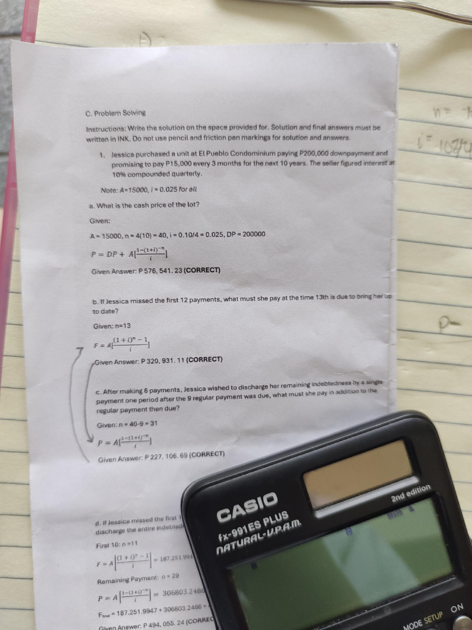 C. Problem Solving Instructions: Write the | StudyX