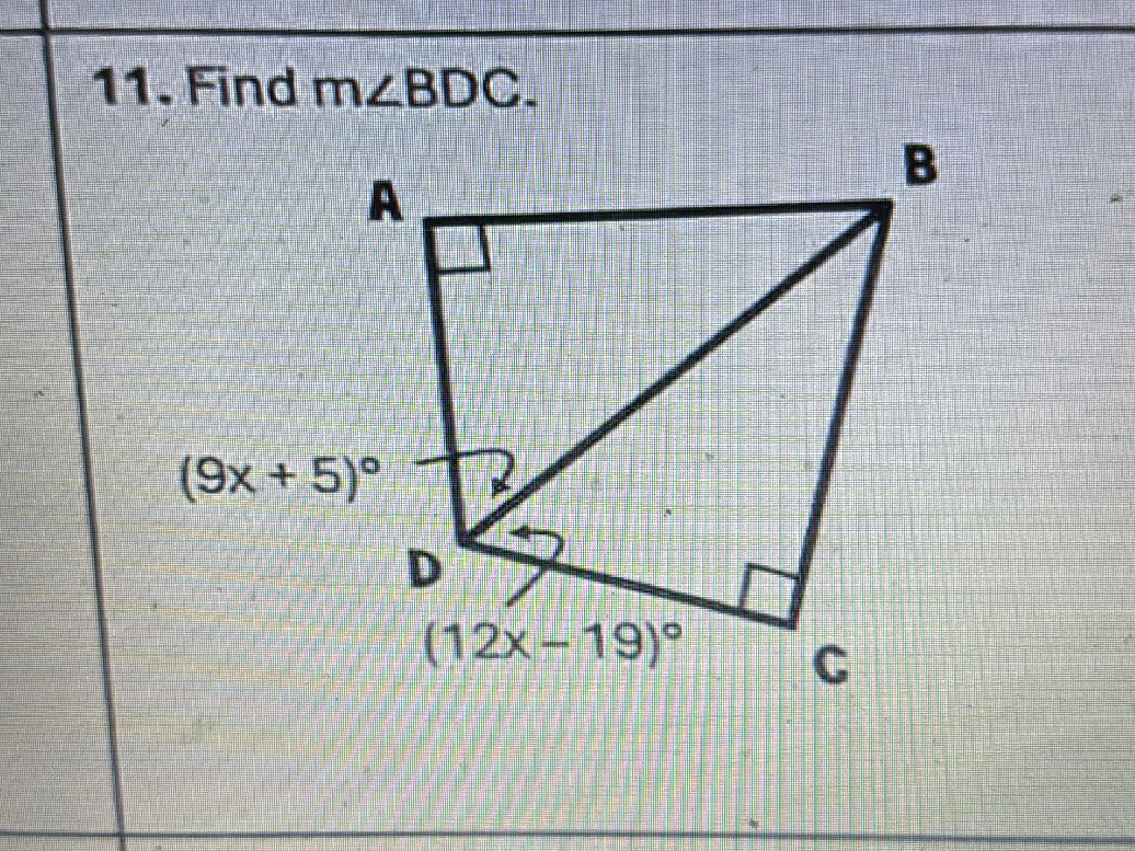 11. Find $m BDC$. (The image shows a | StudyX