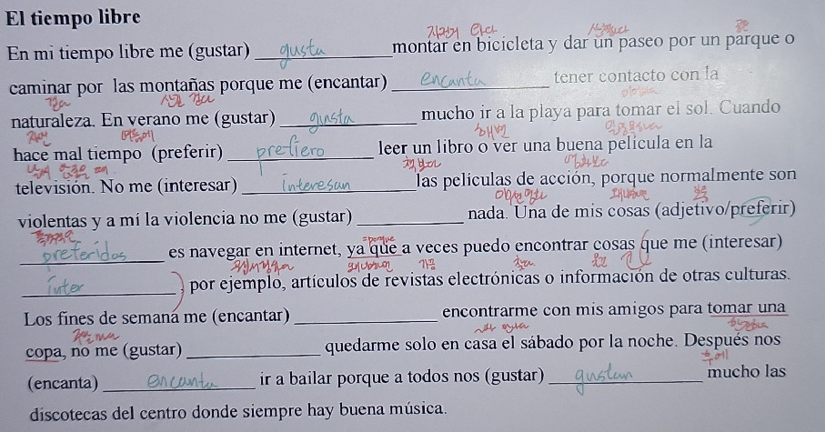 El tiempo libre En mi tiempo libre me | StudyX