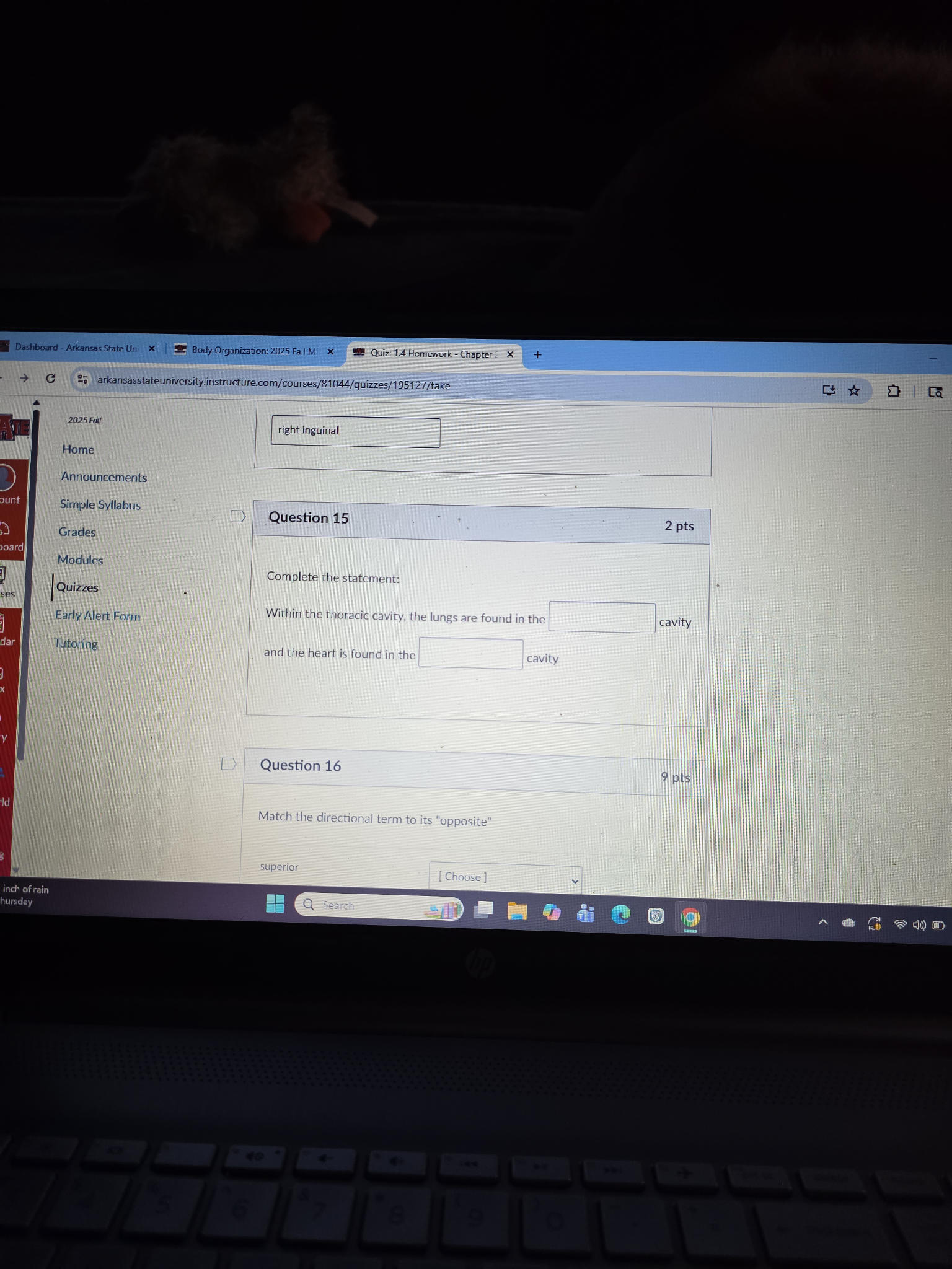 Question 15 2 pts Complete the statement: | StudyX