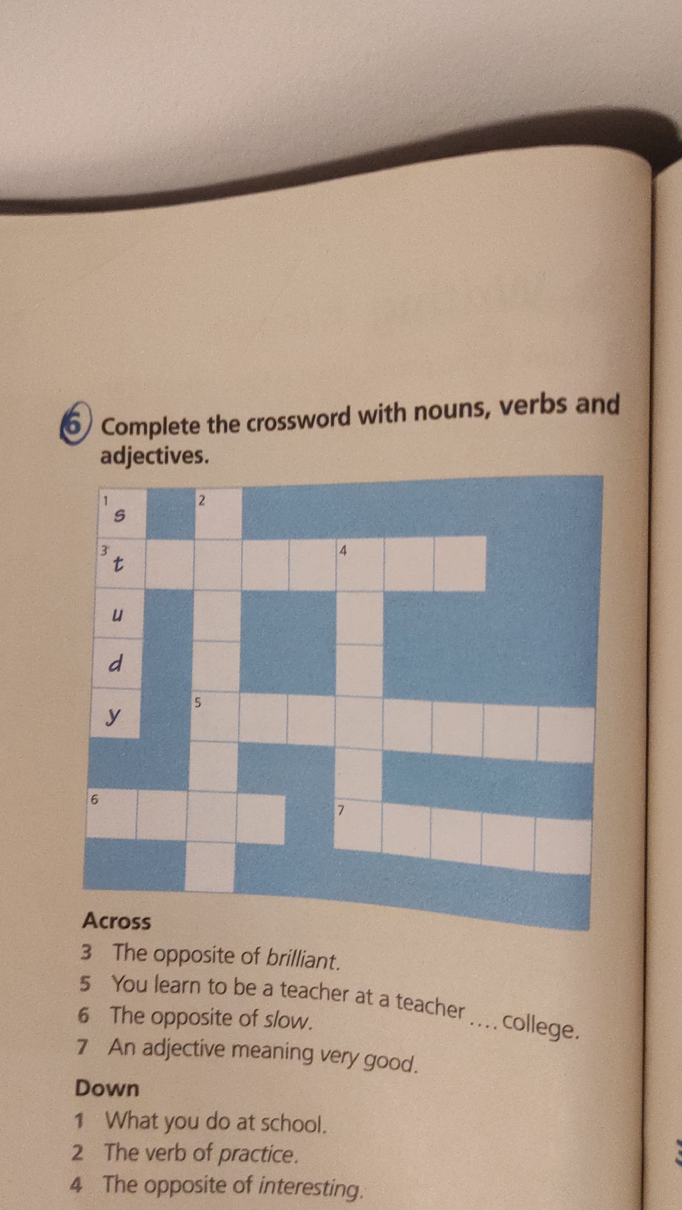 6 Complete the crossword with nouns, verbs | StudyX