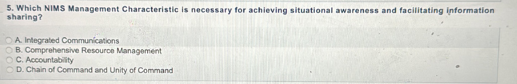 Which NIMS Management Characteristic is