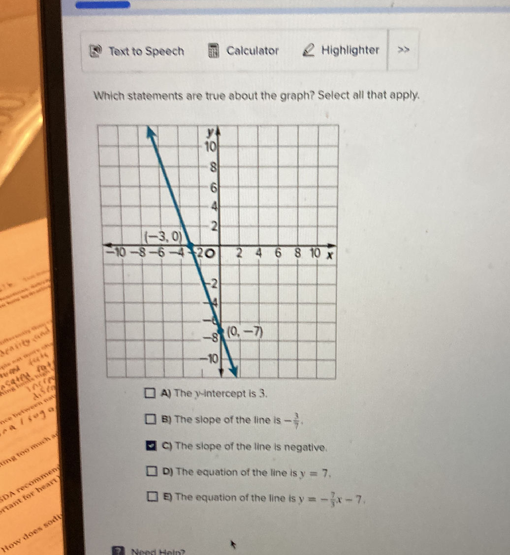 Which statements are true about the graph? | StudyX