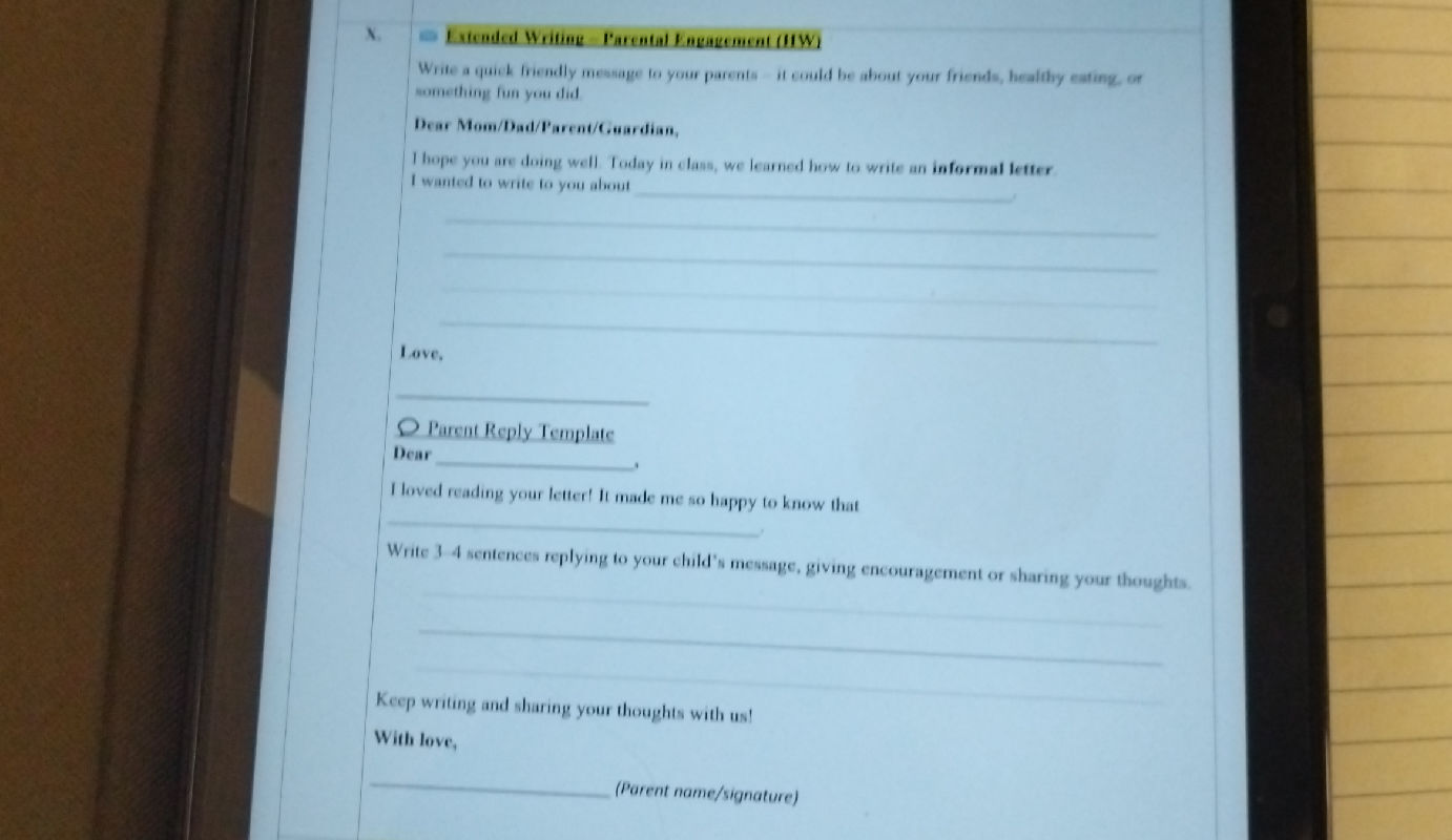 Extended Writing - Parental Engagement (HW) | StudyX