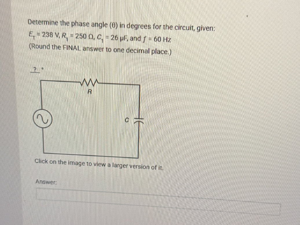 Determine the phase angle ($ $) in degrees | StudyX