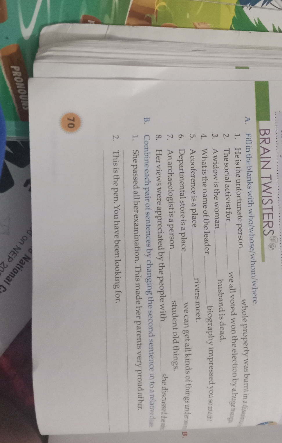 A. Fill in the blanks with | StudyX