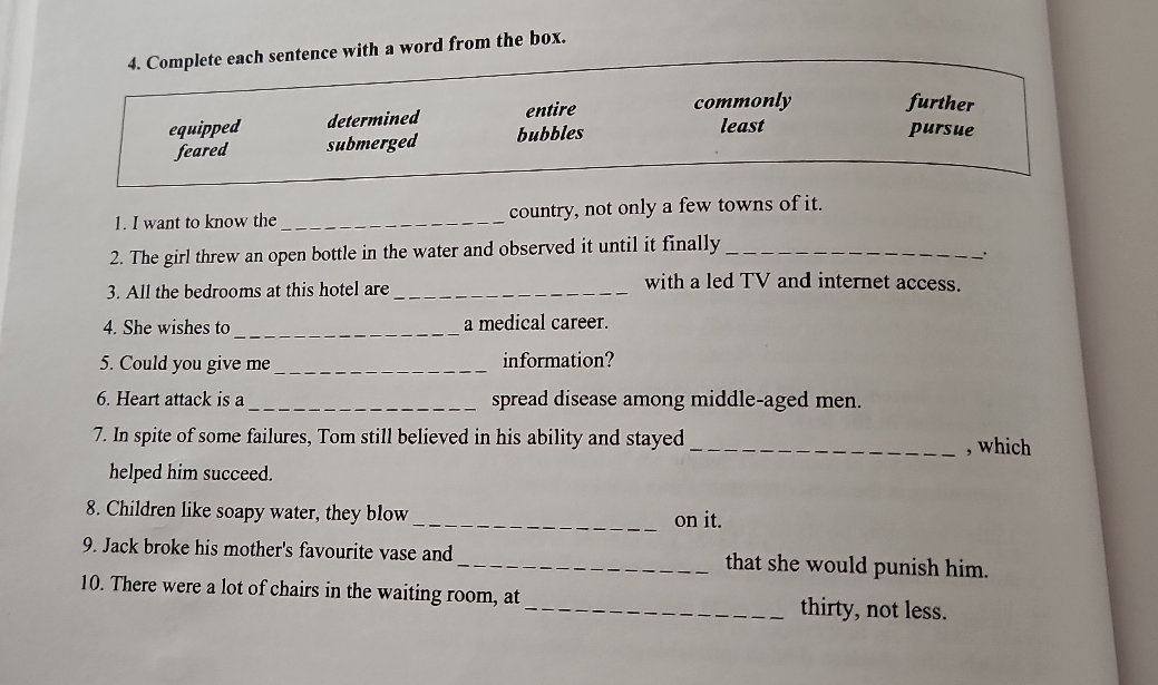 4. Complete each sentence with a word from | StudyX