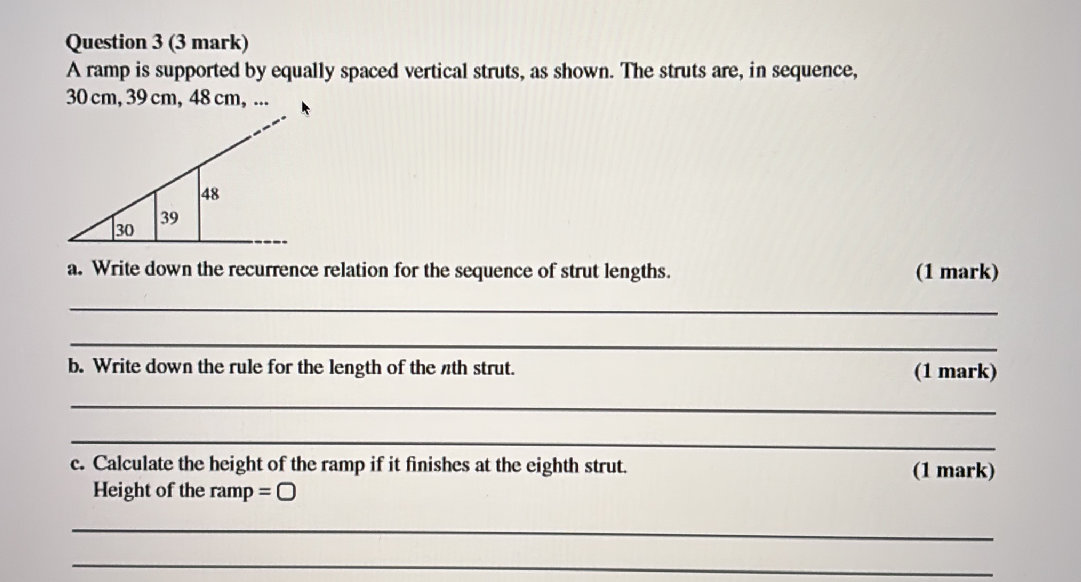 Question 3 (3 mark) A ramp is supported by | StudyX