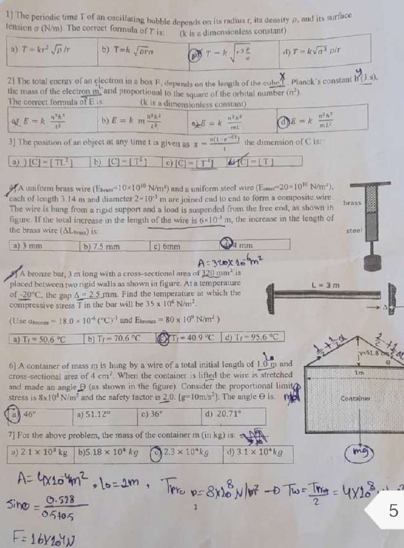 The periodic time T of an oscillating bubble | StudyX