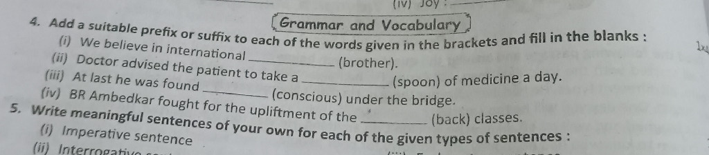 Grammar and Vocabulary 4. Add a suitable | StudyX