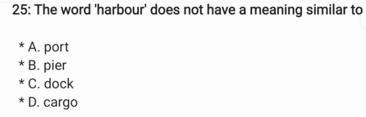 25: The word 'harbour' does not have a | StudyX