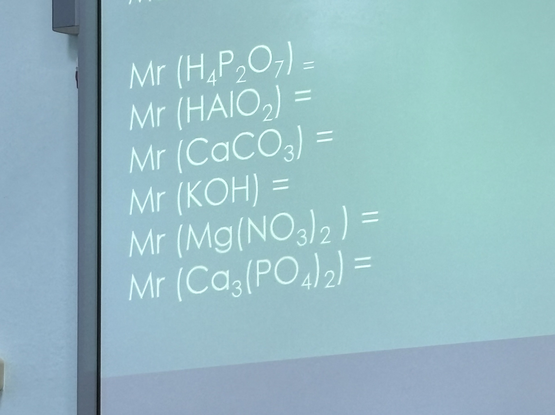 Mr (H₄P₂O₇) = Mr (HAlO₂) = Mr (CaCO₃) = Mr | StudyX