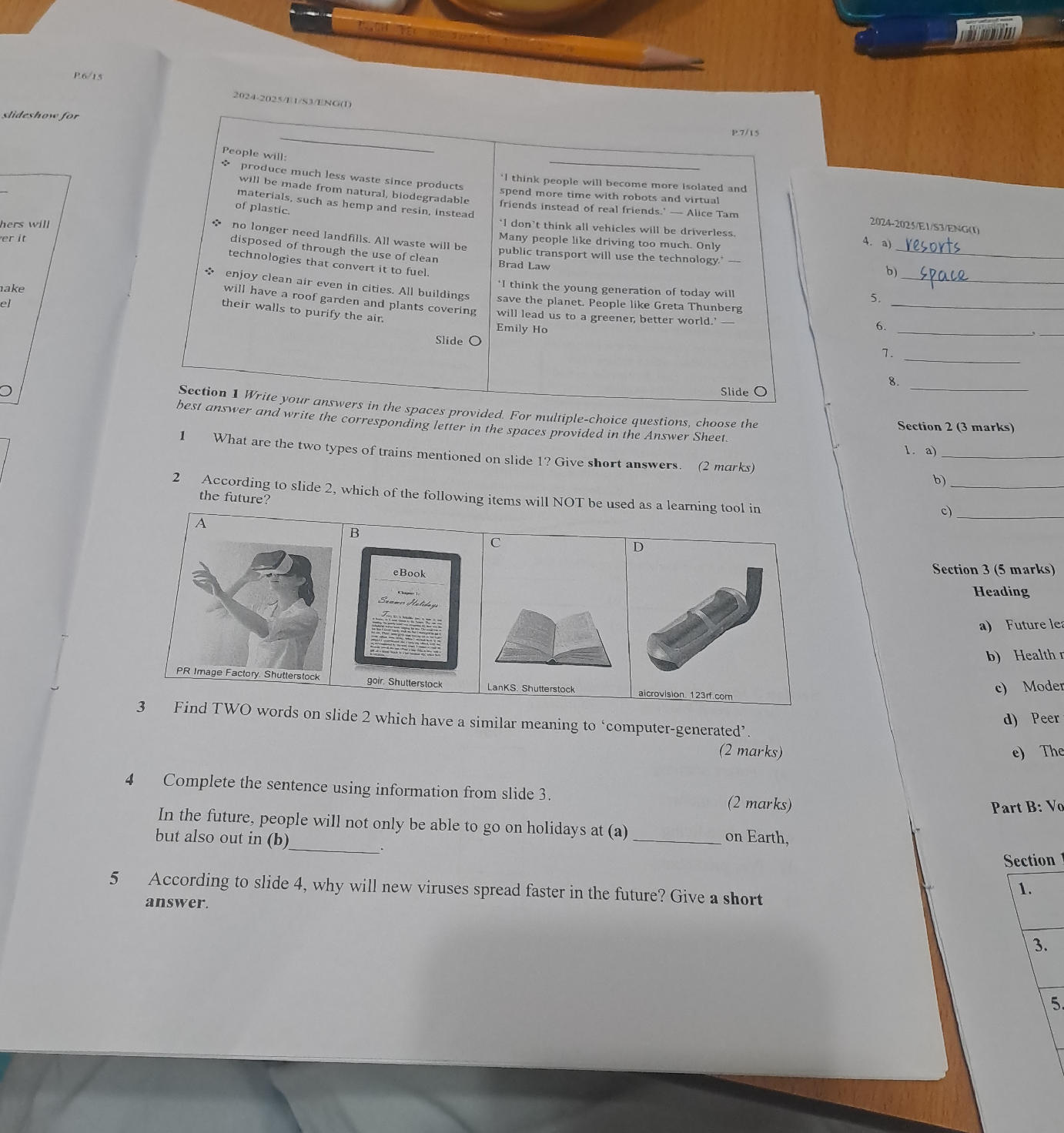 Section 1 Write your answers in the spaces | StudyX