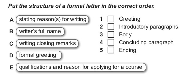 Put the structure of a formal letter in the