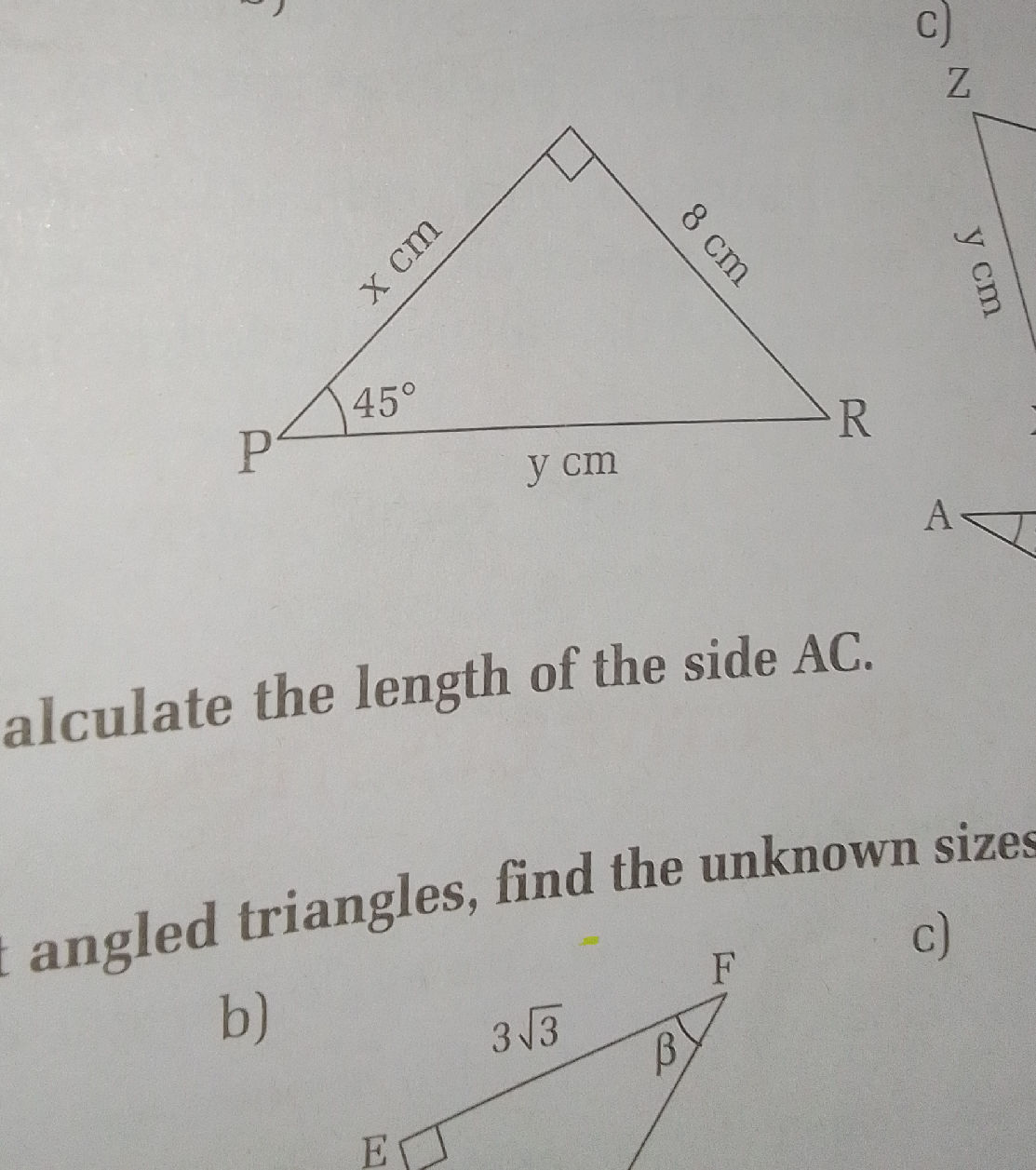In the right-angled triangle PQR shown | StudyX