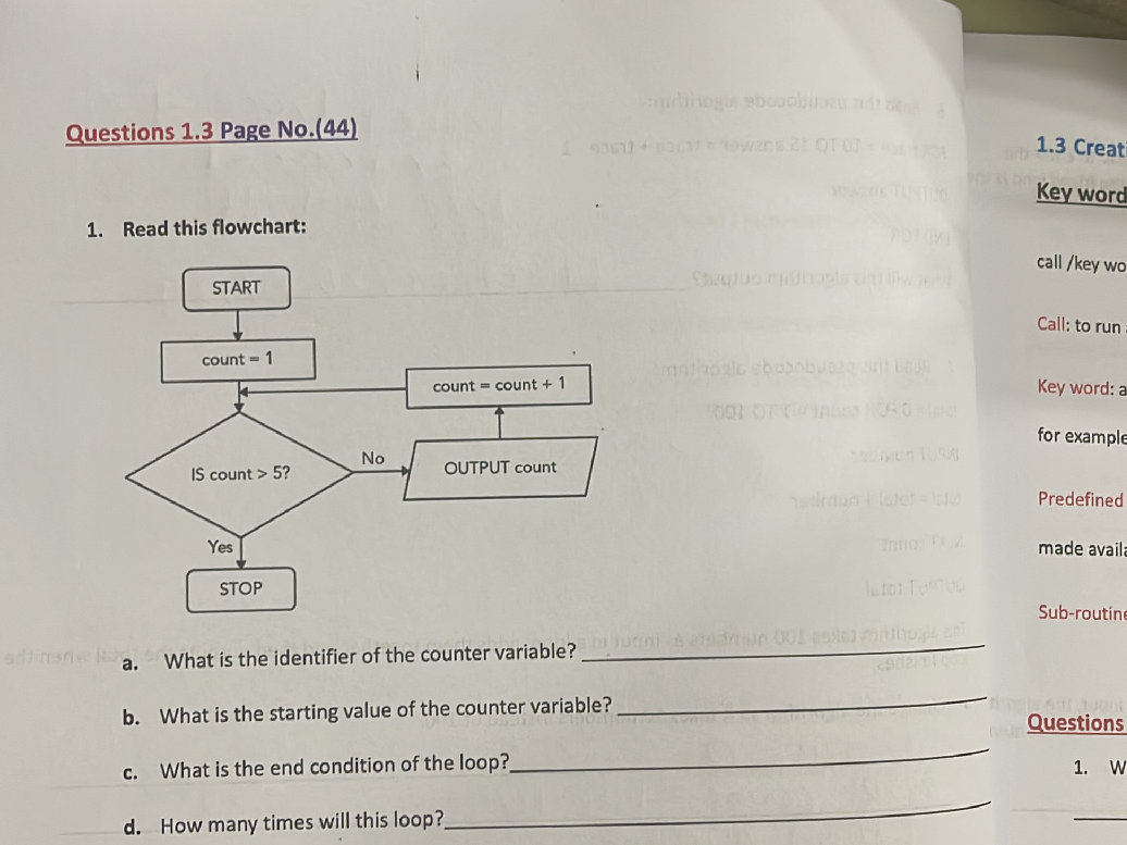 1. Read this flowchart: START count = 1 | StudyX