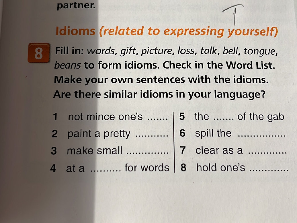 Idioms (related to expressing yourself) | StudyX