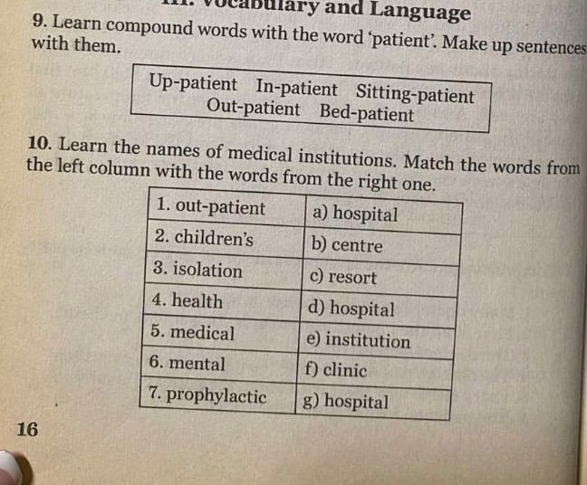 10. Learn the names of medical institutions. | StudyX