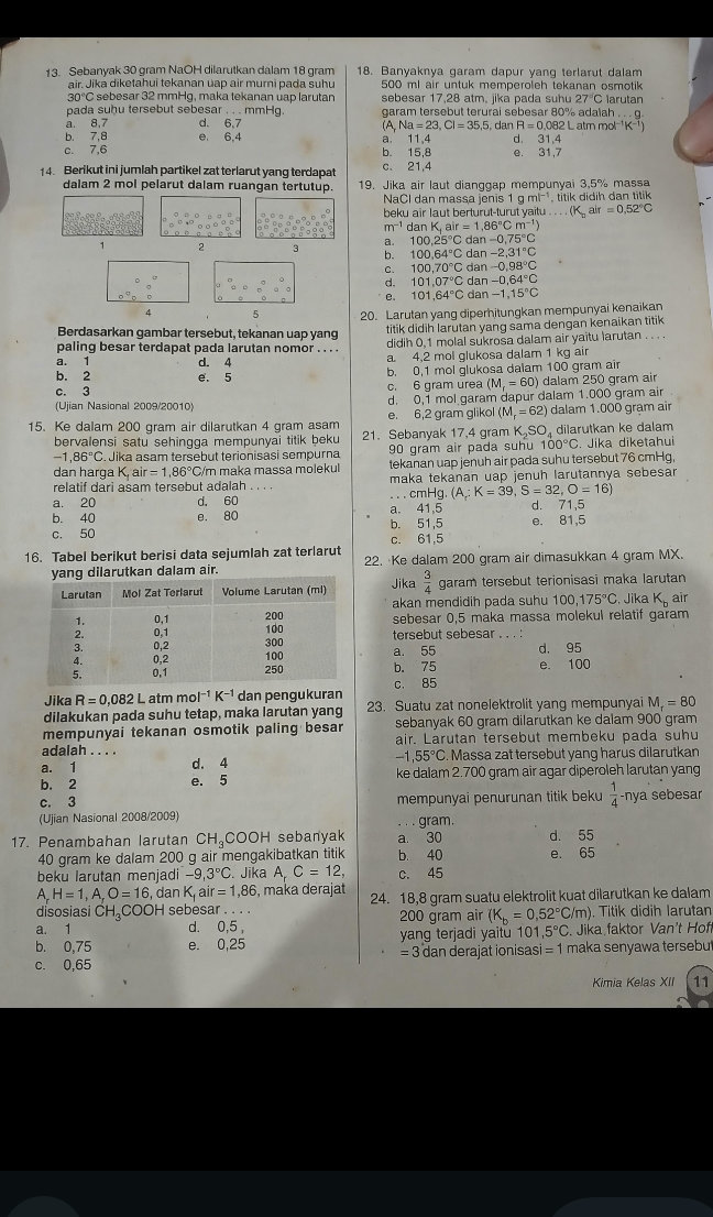 Ke dalam 200 gram air dimasukkan 4 gram MX. | StudyX