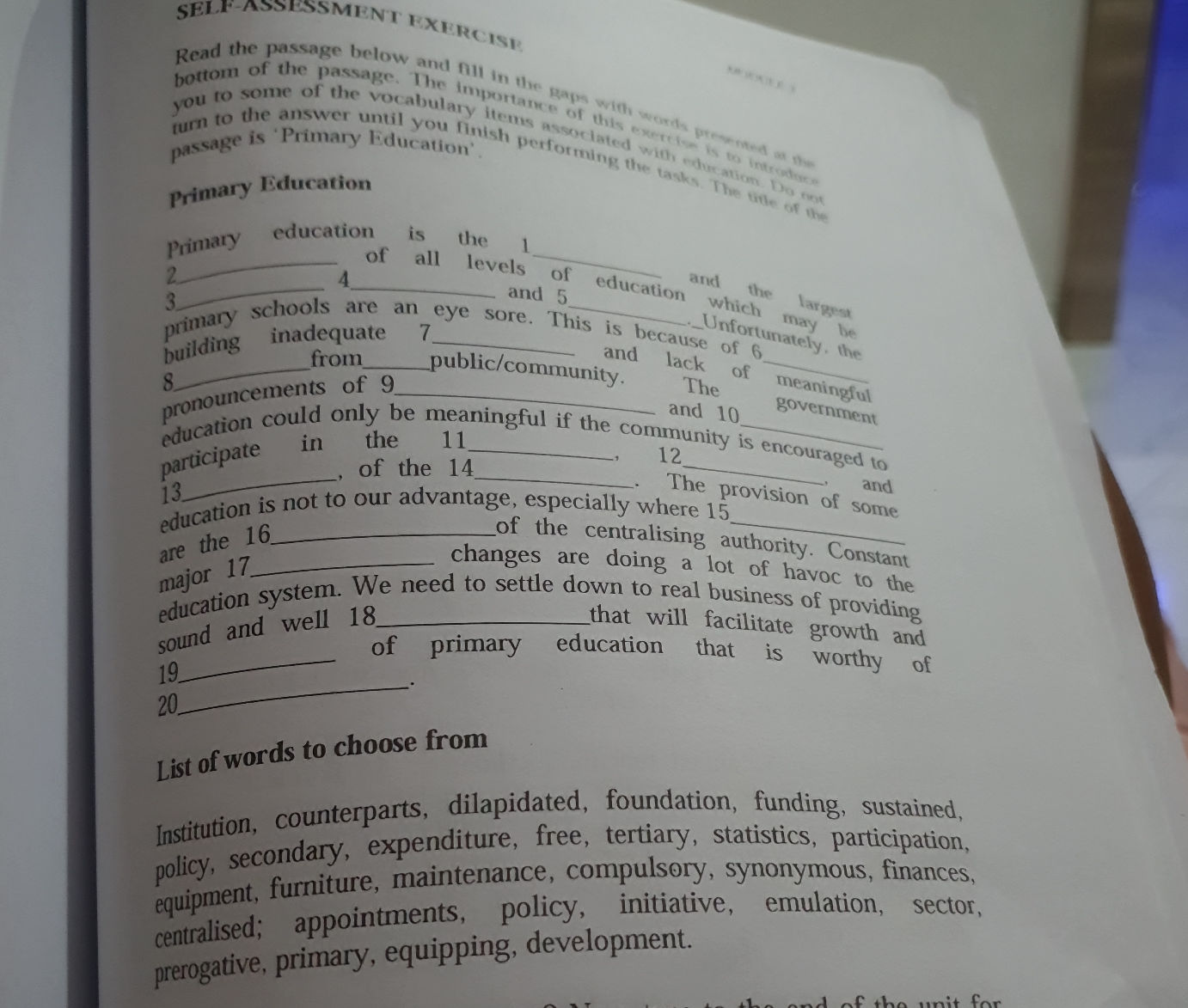 SELF-ASSESSMENT EXERCISE Read the passage | StudyX