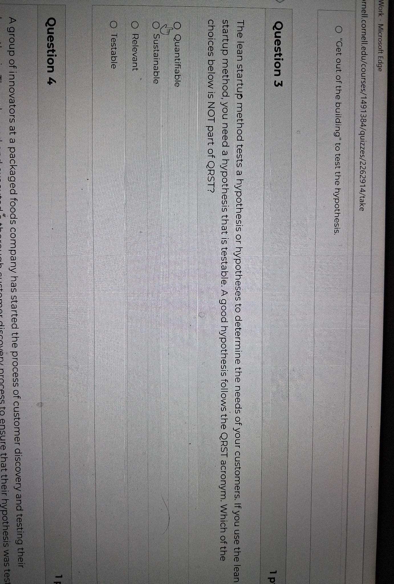 The lean startup method tests a hypothesis | StudyX