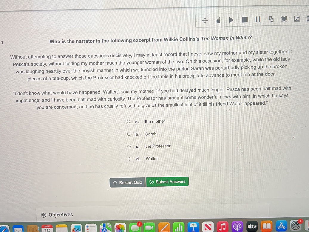 Who is the narrator in the following excerpt | StudyX