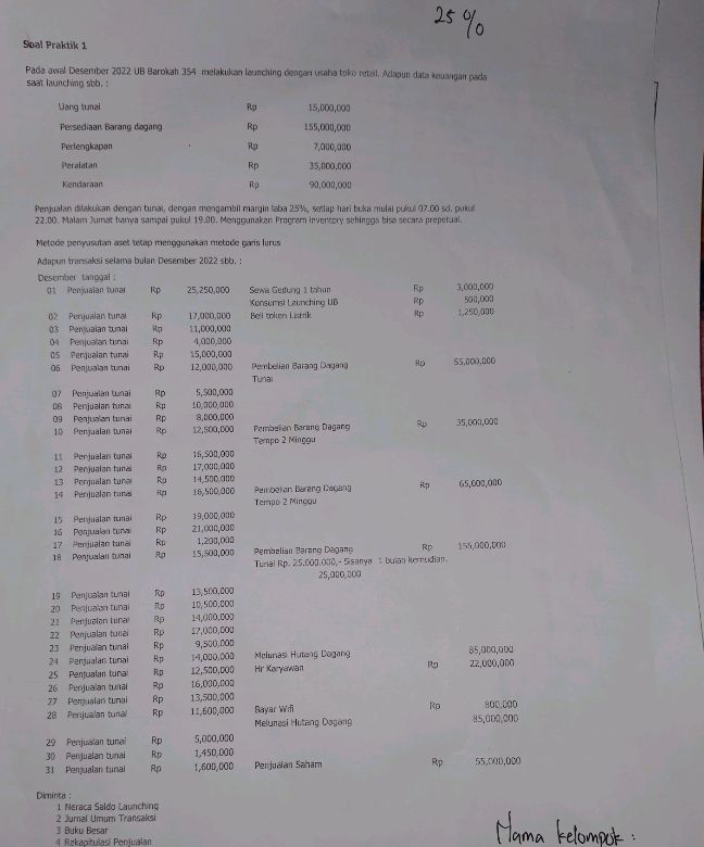 Soal Praktik 1 Pada awal Desenmber 2022 UB | StudyX