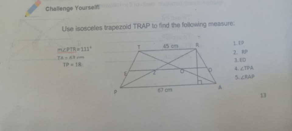 Challenge Yourself! Use isosceles trapezoid | StudyX
