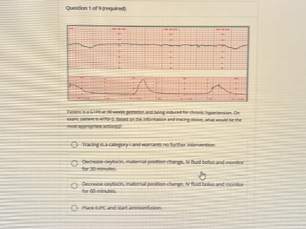 Patient is a G1P0 at 38 weeks gestation and | StudyX