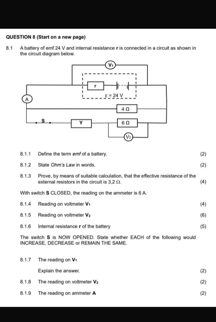 A battery of emf $24 { V}$ and internal | StudyX
