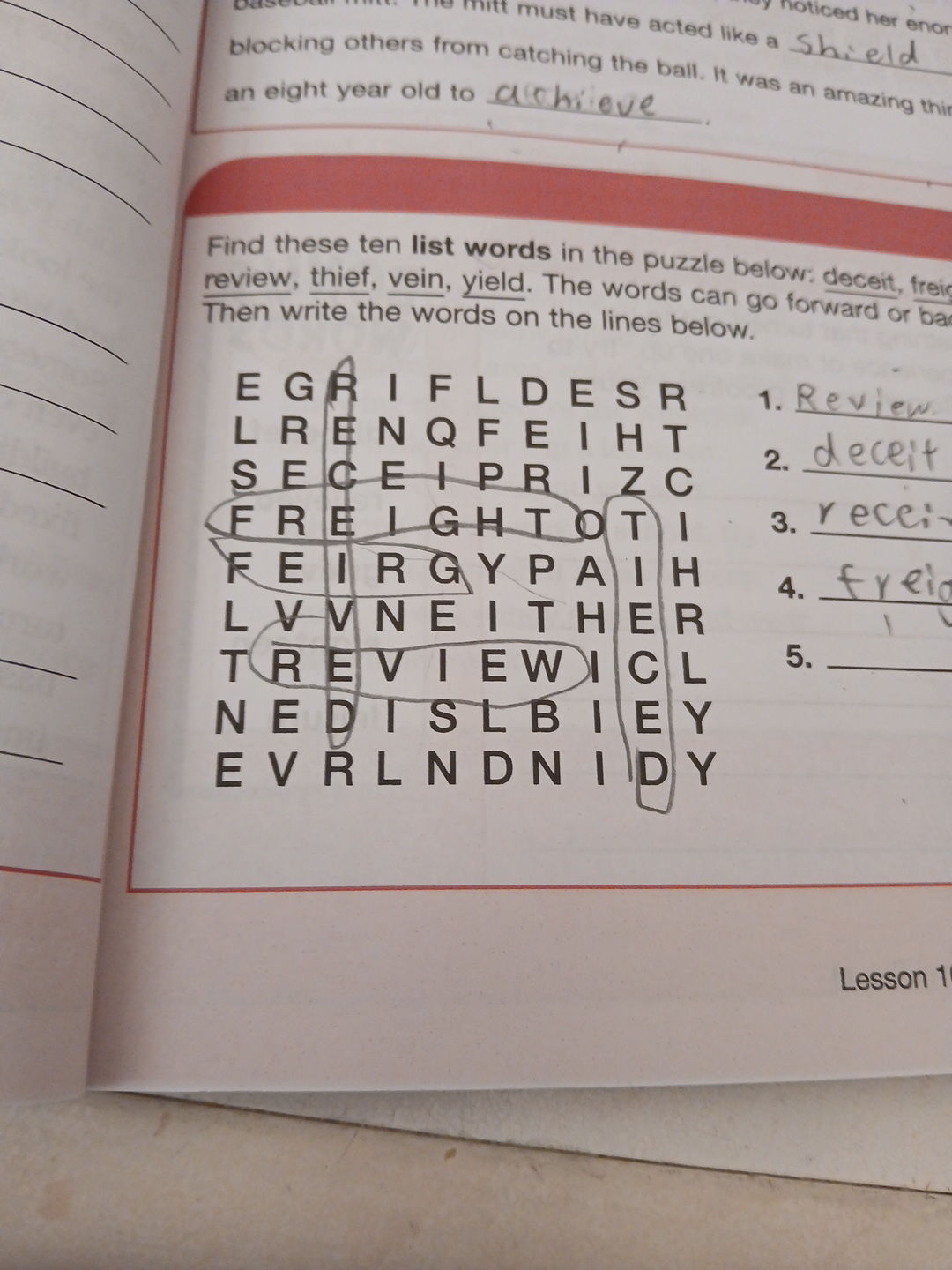 Find these ten list words in the puzzle | StudyX
