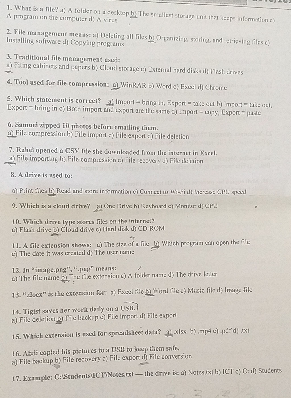 1. What is a file? a) A folder on a desktop | StudyX